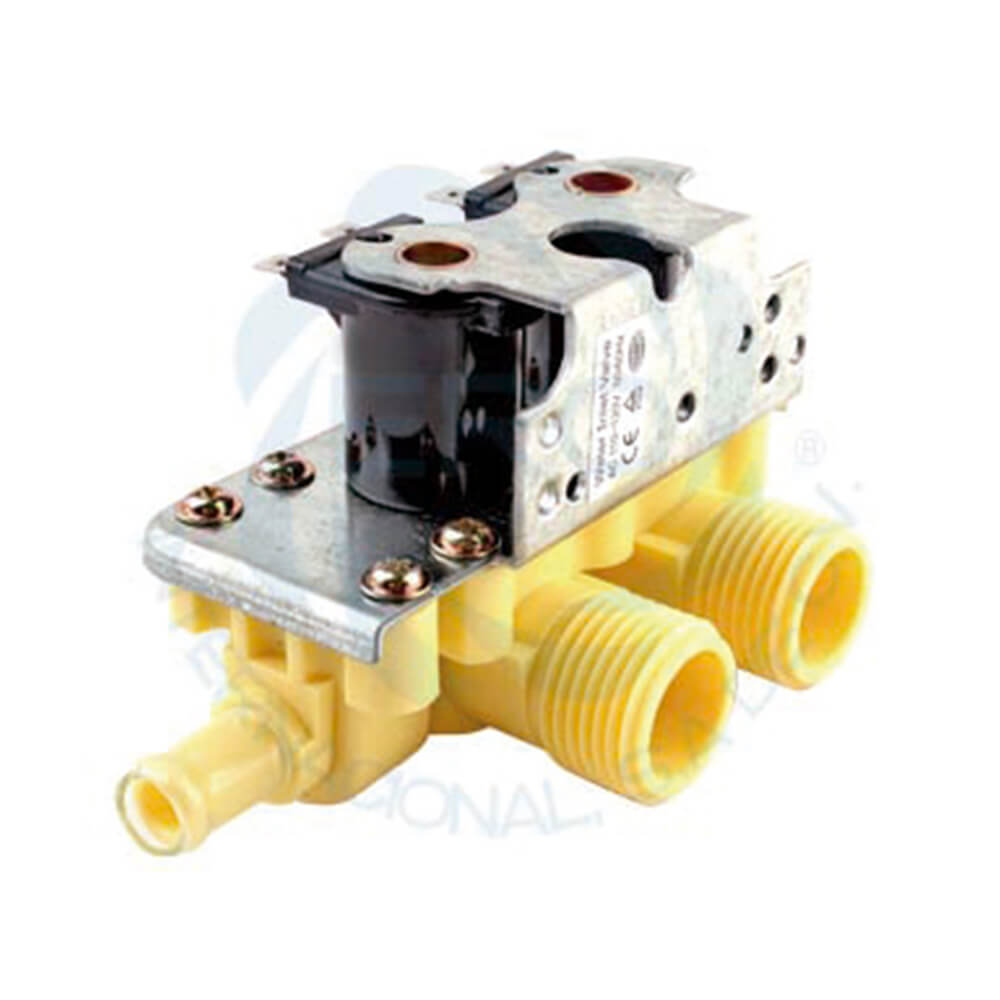 Electroválvula 2 entradas, 1 salida, 2 bobinas para lavadora WILA086 WMP - ERO Internacional